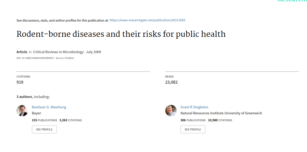 Rodent-borne diseases and their risks for public health - Rodent Green